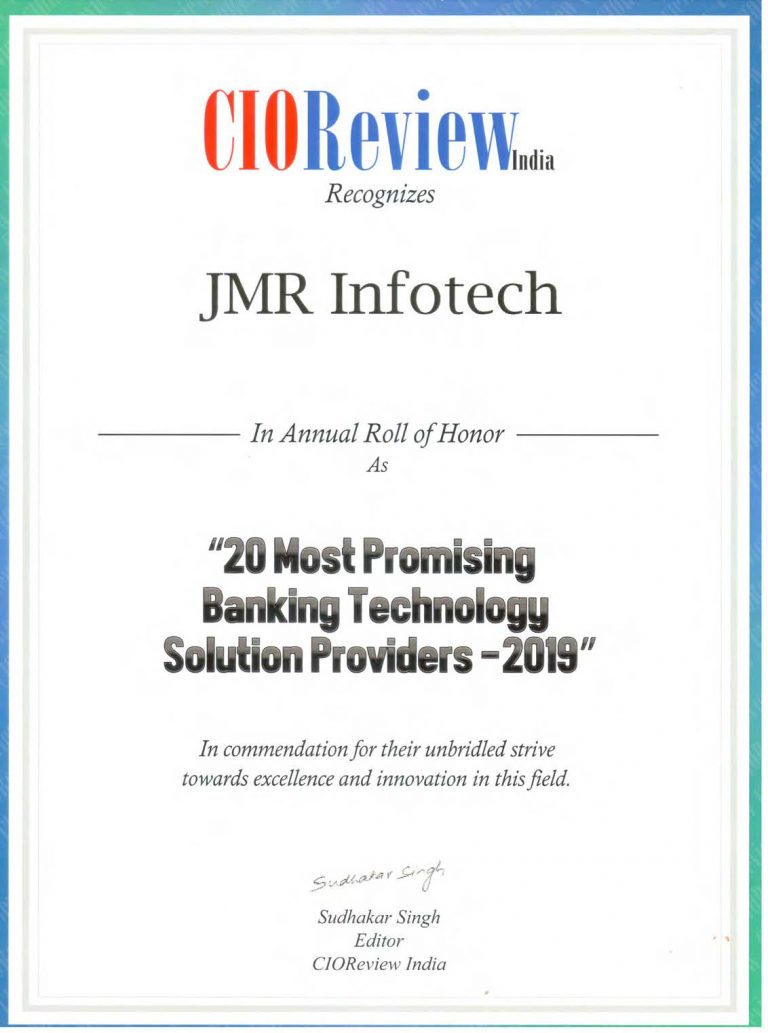 JMR Infotech among Top 20 Most Promising Banking Technology Solutions ...